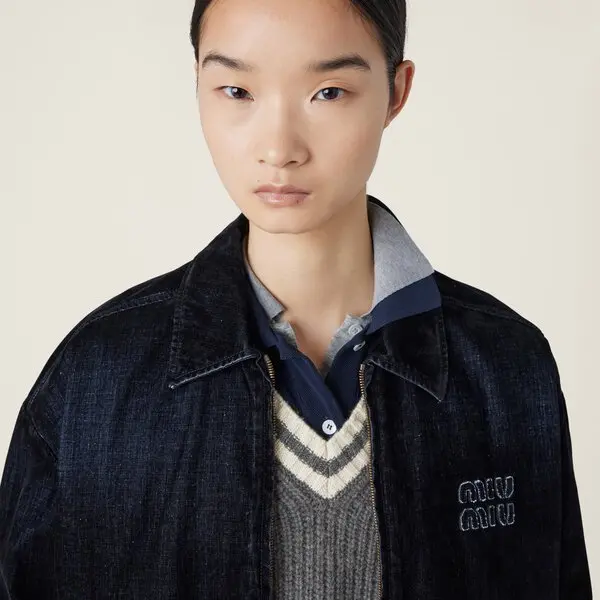 Miu Miu Wool And Cashmere V-Neck Sweater - Slate Gray | Editorialist